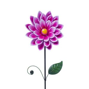 metal flower garden stake decor,37″ flower garden stake for outdoor home garden backyard lawn pathway patio flower stick decor,pink