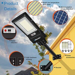 HANDAR Solar Street Light, 2pcs 300W Outdoor Solar Security Flood Light, 10000LM 492 LED 3 Modes Stay-on, Timer or Motion Sensor with Remote Control for Yard, Garden, Street