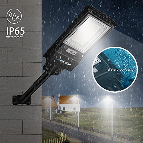 HANDAR Solar Street Light, 2pcs 300W Outdoor Solar Security Flood Light, 10000LM 492 LED 3 Modes Stay-on, Timer or Motion Sensor with Remote Control for Yard, Garden, Street