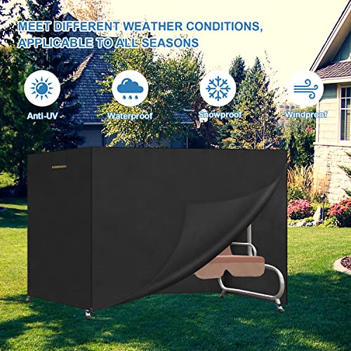 VANSHEIM 4 Seater Garden Swing Cover Outdoor Swing Chair Bench Covers Garden Hammock Cover Swing Seat Cover Waterproof Heavy Duty Rip Proof Water Resistance Dust Proof Oxford Polyester 98.4"x59"x62.9"