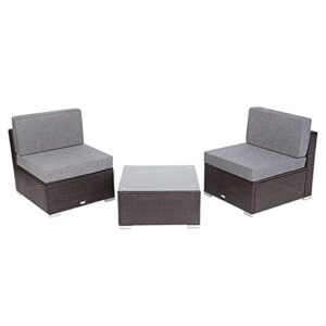 zlxdp 3 pieces patio pe wicker rattan sofa set patio furniture set