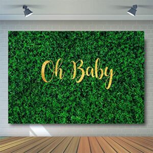 Avezano Oh Baby Green Leaves Backdrop for Baby Shower Decoration 7x5ft Greenery Nature Spring Safari Rustic Lawn Pregnancy Party Gender Reveal Birthday Party Banner Photoshoot Background