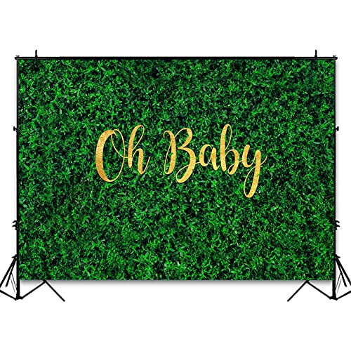 Avezano Oh Baby Green Leaves Backdrop for Baby Shower Decoration 7x5ft Greenery Nature Spring Safari Rustic Lawn Pregnancy Party Gender Reveal Birthday Party Banner Photoshoot Background