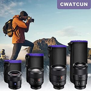 Camera Lens Case, Cwatcun 4 Pack Lens Pouch Bag Set with Thick Protective Neoprene, for Canon, Nikon, Sony, Pentax, Olympus, Panasonic, Fuji, Sigma DSLR/SLR Camera Lens (Small, Medium, Large, X Large)