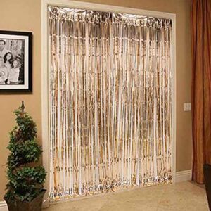 Twinkle Star 2 Pack Photo Booth Backdrop Foil Curtain Tinsel Backdrop Environmental Background for Birthday Party, Wedding, Graduation, Christmas Decorations (Champagne)