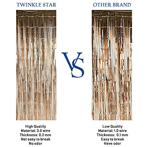 Twinkle Star 2 Pack Photo Booth Backdrop Foil Curtain Tinsel Backdrop Environmental Background for Birthday Party, Wedding, Graduation, Christmas Decorations (Champagne)