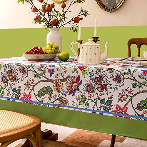 EHouseHome Indoor Outdoor Tablecloth Water Resistant Spill Proof Fabric Table Cover 52x70Inch Rectangle,Botanical Garden