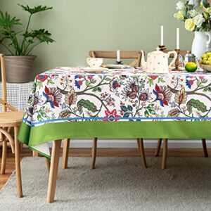 EHouseHome Indoor Outdoor Tablecloth Water Resistant Spill Proof Fabric Table Cover 52x70Inch Rectangle,Botanical Garden