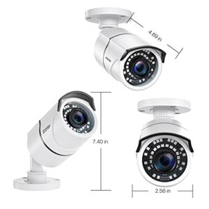 ZOSI 2.0MP 1080p Security Camera 4-in-1 TVI/CVI/AHD/CVBS Surveillance Bullet Camera Indoor Outdoor,120ft Night Vision,Aluminum Metal Housing,Work for 960H,720P,1080P,5MP,4K analog CCTV DVR(White)