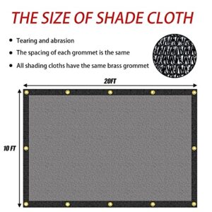 Dafoecheer 70% 10ftx20ft Black Shade Cloth Taped Edge with Grommets Sunblock Garden Mesh UV Resistant Net for Outdoor Plant Greenhouse Flowers