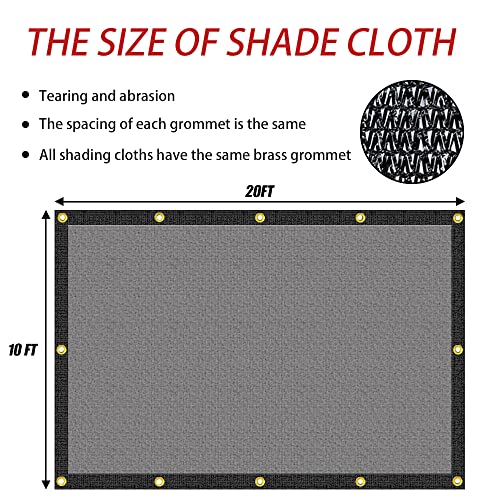 Dafoecheer 70% 10ftx20ft Black Shade Cloth Taped Edge with Grommets Sunblock Garden Mesh UV Resistant Net for Outdoor Plant Greenhouse Flowers