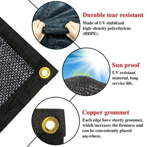 Dafoecheer 70% 10ftx20ft Black Shade Cloth Taped Edge with Grommets Sunblock Garden Mesh UV Resistant Net for Outdoor Plant Greenhouse Flowers