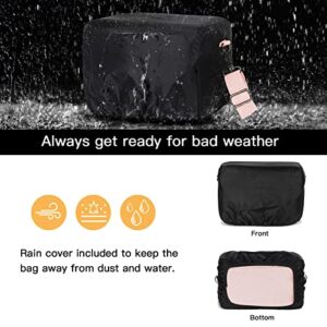 MOSISO Camera Case Crossbody Shoulder Messenger Bag, DSLR/SLR/Mirrorless Photography Vintage PU Leather Flap Gadget Bag with Rain Cover Compatible with Canon/Nikon/Sony Camera and Lens, Pink