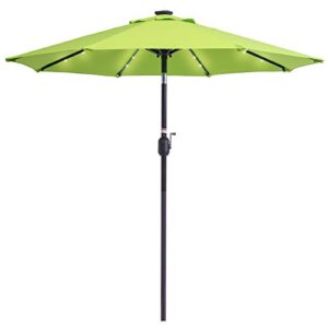 sundale outdoor 7 ft solar-powered 24 led lighted patio umbrella table market umbrella with crank & push button tilt for garden, deck, backyard, pool, 8 steel ribs, polyester canopy (apple green)