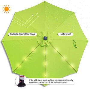 Sundale Outdoor 7 ft Solar-Powered 24 LED Lighted Patio Umbrella Table Market Umbrella with Crank & Push Button Tilt for Garden, Deck, Backyard, Pool, 8 Steel Ribs, Polyester Canopy (Apple Green)