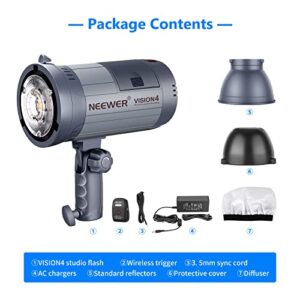 Neewer Vision 4 300W Outdoor Studio Flash Strobe Li-ion Battery Powered Cordless Monolight with 2.4G Wireless Trigger, 1000 Full Power Flashes, Recycle in 0.4-2.5 Sec, Bowens Mount