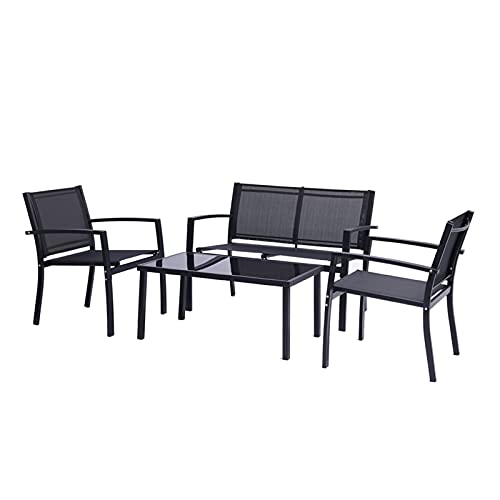 Acquire 4 Pieces Patio Furniture Set Outdoor Garden Patio Conversation Sets Poolside Lawn Chairs with Glass Coffee Table Porch Furniture