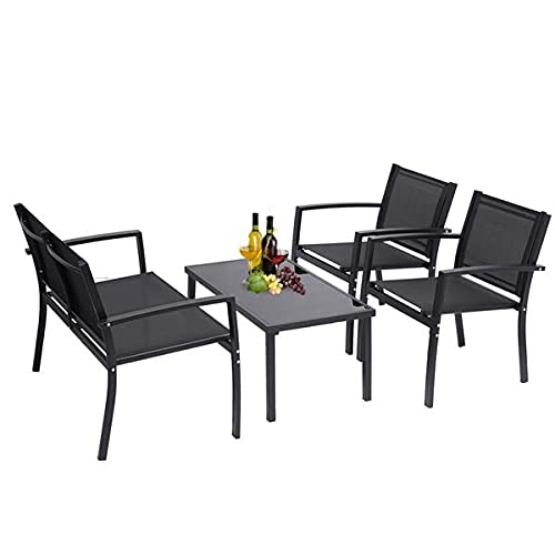 Acquire 4 Pieces Patio Furniture Set Outdoor Garden Patio Conversation Sets Poolside Lawn Chairs with Glass Coffee Table Porch Furniture