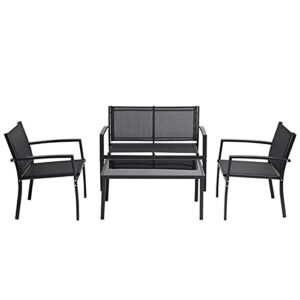 Acquire 4 Pieces Patio Furniture Set Outdoor Garden Patio Conversation Sets Poolside Lawn Chairs with Glass Coffee Table Porch Furniture