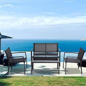 Acquire 4 Pieces Patio Furniture Set Outdoor Garden Patio Conversation Sets Poolside Lawn Chairs with Glass Coffee Table Porch Furniture