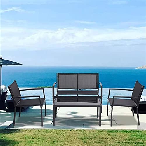 Acquire 4 Pieces Patio Furniture Set Outdoor Garden Patio Conversation Sets Poolside Lawn Chairs with Glass Coffee Table Porch Furniture