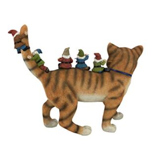 GlitZGlam Patrick The Patriotic Miniature Cat and The Happy Gnomes - A Fairy Garden Gnome Figurine