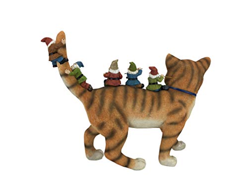 GlitZGlam Patrick The Patriotic Miniature Cat and The Happy Gnomes - A Fairy Garden Gnome Figurine