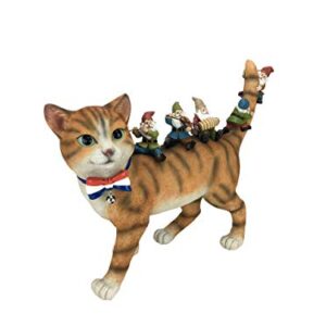 GlitZGlam Patrick The Patriotic Miniature Cat and The Happy Gnomes - A Fairy Garden Gnome Figurine