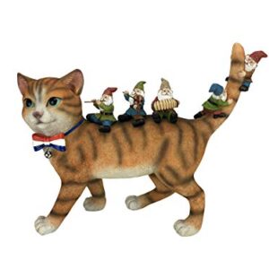 GlitZGlam Patrick The Patriotic Miniature Cat and The Happy Gnomes - A Fairy Garden Gnome Figurine