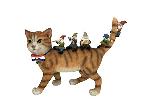 GlitZGlam Patrick The Patriotic Miniature Cat and The Happy Gnomes - A Fairy Garden Gnome Figurine