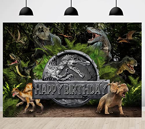 Dinosaur Themed Backdrop for Kids Boys Happy Birthday Party Teens Birthday Dinosaur Photography Background Jungle World Photography Backdrops 6x4ft