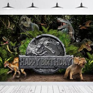 Dinosaur Themed Backdrop for Kids Boys Happy Birthday Party Teens Birthday Dinosaur Photography Background Jungle World Photography Backdrops 6x4ft