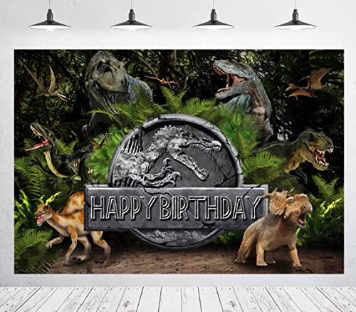 Dinosaur Themed Backdrop for Kids Boys Happy Birthday Party Teens Birthday Dinosaur Photography Background Jungle World Photography Backdrops 6x4ft