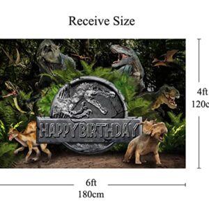 Dinosaur Themed Backdrop for Kids Boys Happy Birthday Party Teens Birthday Dinosaur Photography Background Jungle World Photography Backdrops 6x4ft