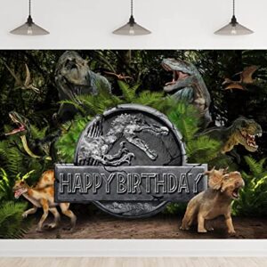 Dinosaur Themed Backdrop for Kids Boys Happy Birthday Party Teens Birthday Dinosaur Photography Background Jungle World Photography Backdrops 6x4ft