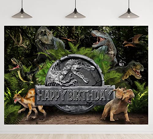 Dinosaur Themed Backdrop for Kids Boys Happy Birthday Party Teens Birthday Dinosaur Photography Background Jungle World Photography Backdrops 6x4ft