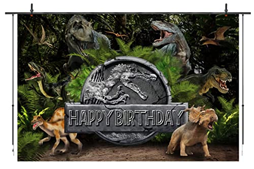 Dinosaur Themed Backdrop for Kids Boys Happy Birthday Party Teens Birthday Dinosaur Photography Background Jungle World Photography Backdrops 6x4ft