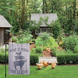 Meltelot Home Is Where Welcome To Farm Garden Flag, Farm Animals Cattle Pig and Cock Holiday Garden Flags for Outdoor Yard Porch, Decor for Out Side Vertical Double Side 12x 18 Inches