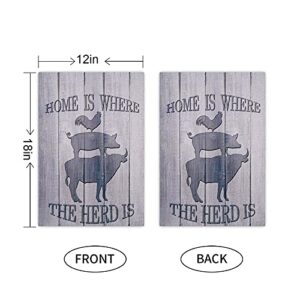 Meltelot Home Is Where Welcome To Farm Garden Flag, Farm Animals Cattle Pig and Cock Holiday Garden Flags for Outdoor Yard Porch, Decor for Out Side Vertical Double Side 12x 18 Inches