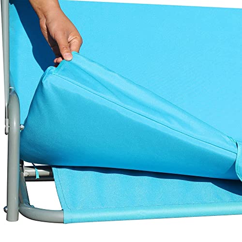 GOLDSUN Durable Outdoor Patio Swing Chair with Side Table Weather Resistant Canopy Swing Bench with Cushion,Suitable for Garden, Poolside, Balcony, Backyard-Blue