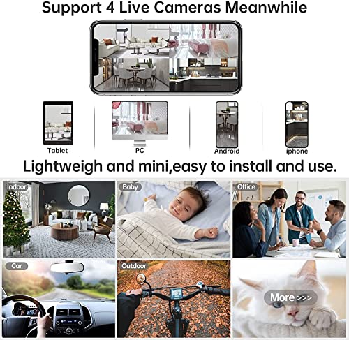 JUNSLS Camera Mini 1080P Smart Wireless Wireless WiFi Camera Home Security Surveillance Cam Car Tiny Nanny Cam, Small Portable Baby Cameras Dog Pet Camera for Indoor Outdoor Black