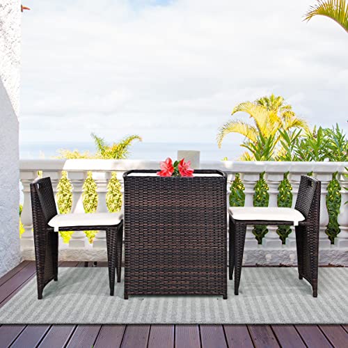 Acquire 3PCS Outdoor Patio Rattan Furniture Set Space Saving Garden Deck W/Cushion Weather-Resistant Rattan is Suitable for Outdoor