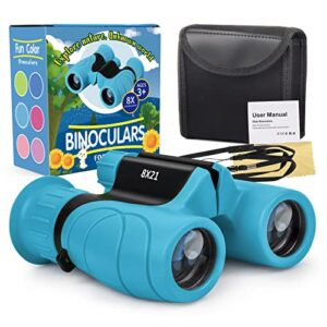 binoculars for kids, gifts for 3-12 year boys girls, compact kids binoculars 8×21 high-resolution for bird watching, camping, exploration, hiking, hunting, sports events and safari park (blue)