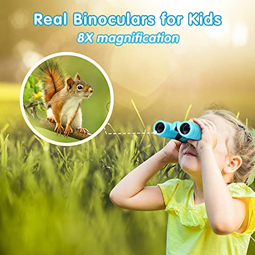 Binoculars for Kids, Gifts for 3-12 Year Boys Girls, Compact Kids Binoculars 8x21 High-Resolution for Bird Watching, Camping, Exploration, Hiking, Hunting, Sports Events and Safari Park (Blue)