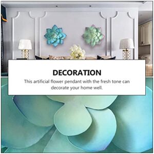 DOITOOL Metal Flower Wall Art Iron Succulent Sculpture Floral Hanging Art Decoration for Indoor Outdoor Home Garden Patio Bedroom Living Room Blue