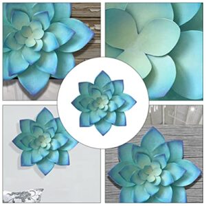 DOITOOL Metal Flower Wall Art Iron Succulent Sculpture Floral Hanging Art Decoration for Indoor Outdoor Home Garden Patio Bedroom Living Room Blue