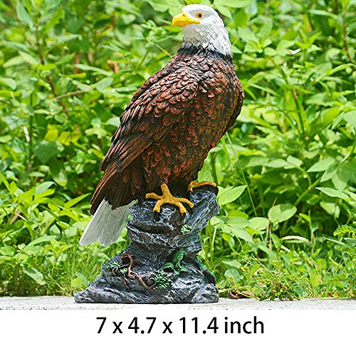 11 Inch Bald Eagle Garden Statue Bald Eagle Resin Statue Simulation Animals Statue Simulation Eagle Garden Sculpture & Statue for ndoor Outdoor Garden Office Ornament Home Décor