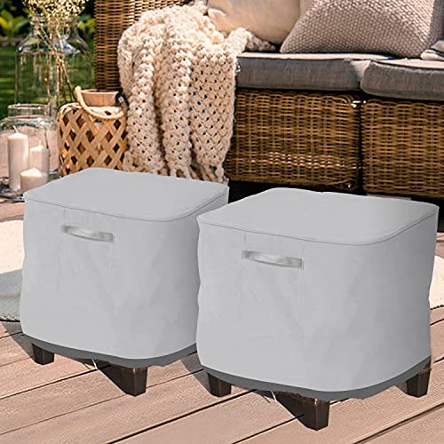 NARELECT Patio Ottoman Cover, 34" x24" x17" Waterproof Heavy Duty Durable Patio Furniture Covers, Outdoor Ottoman Cover Square Table Cover, Gray