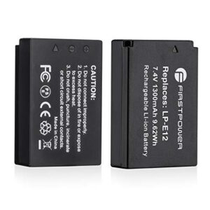 firstpower 2 pack lp-e12 batteries compatible with canon eos m50, eos m50 mark ii, eos m, eos m2, eos m10, eos m100, eos m200, sx70 hs, rebel sl1 mirrorless digital cameras