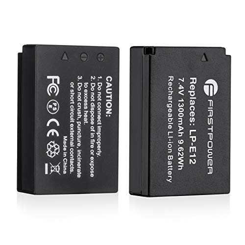 FirstPower 2 Pack LP-E12 Batteries Compatible with Canon EOS M50, EOS M50 Mark II, EOS M, EOS M2, EOS M10, EOS M100, EOS M200, SX70 HS, Rebel SL1 Mirrorless Digital Cameras